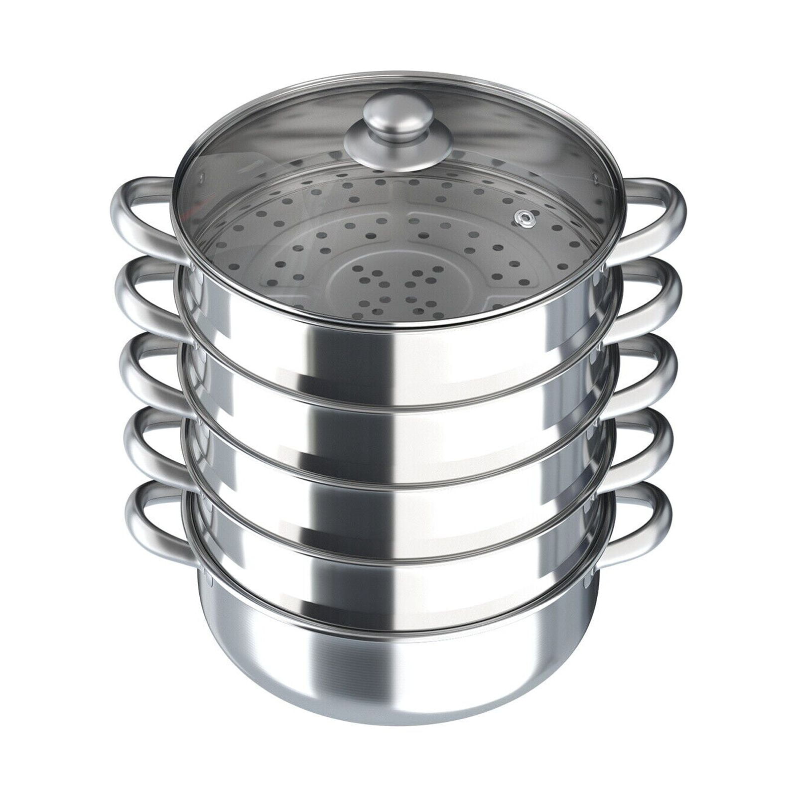 5 Tier Stainless Steel Steamer Cookware Pot Food with Steamer &Lid ...