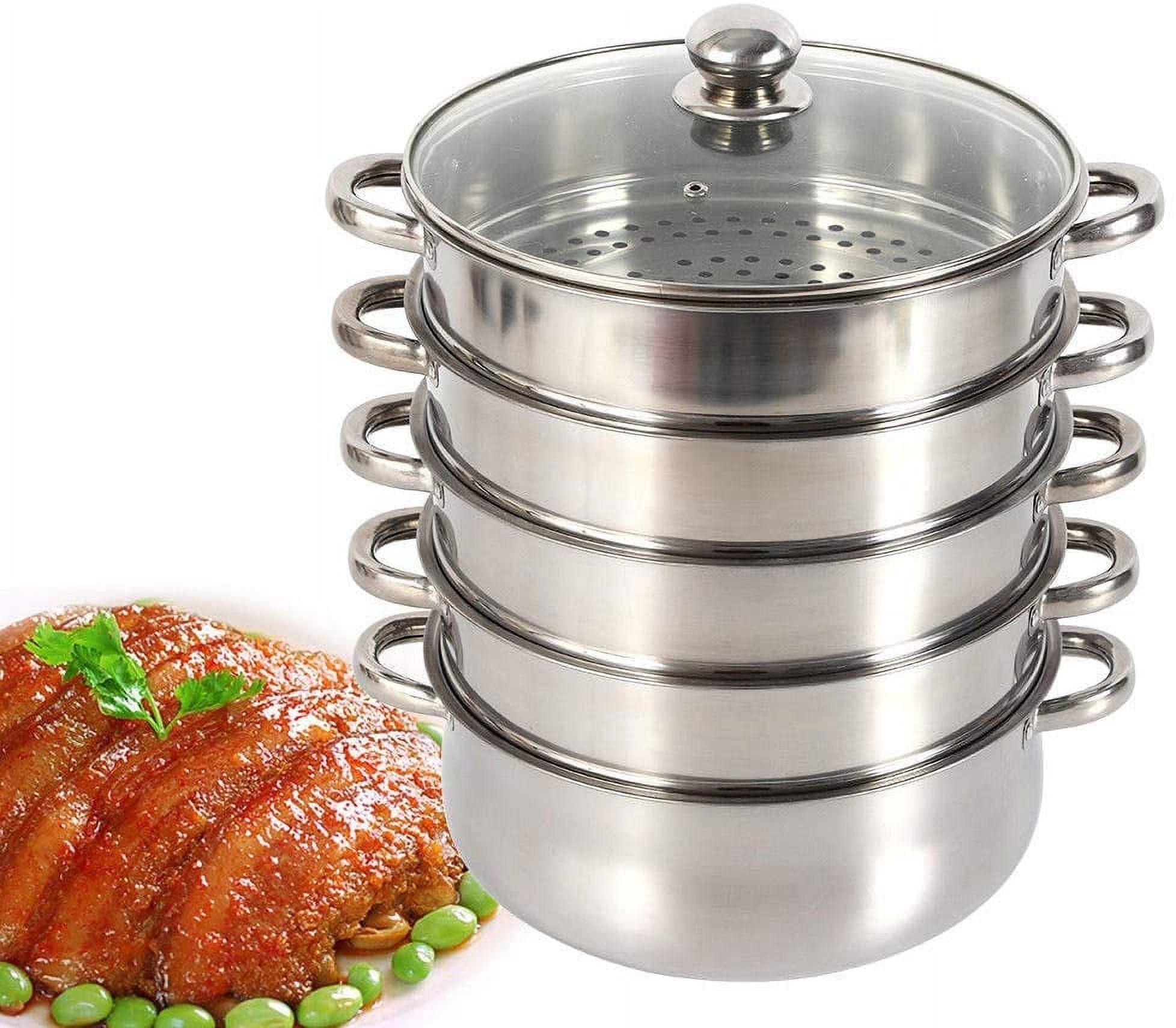 5-Tier Stainless Steel Steamer, Multi-Layer Cookware Pot with Handles ...