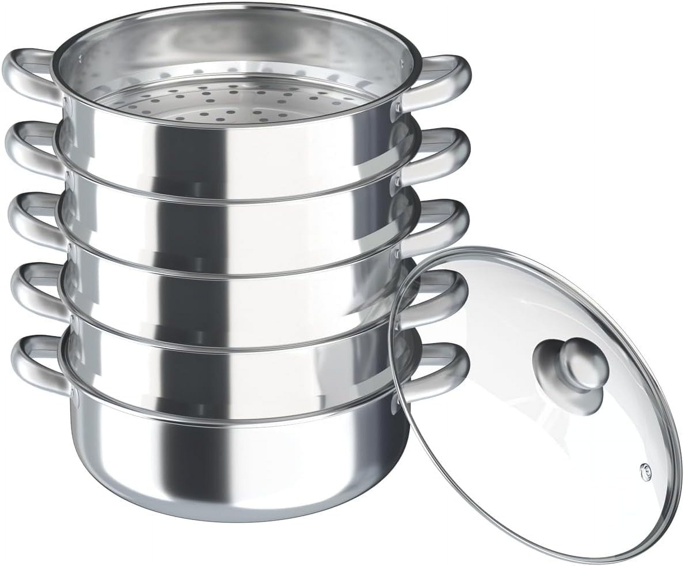5 Tier Stainless Steel Steamer Pot Food Steamer for Cooking Vegetable ...
