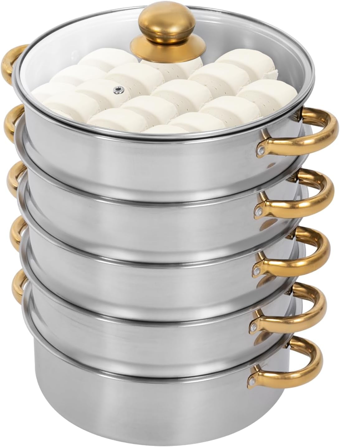 5-Tier Steamer Pot for Cooking, D10.2in Stainless Steel Steamer ...