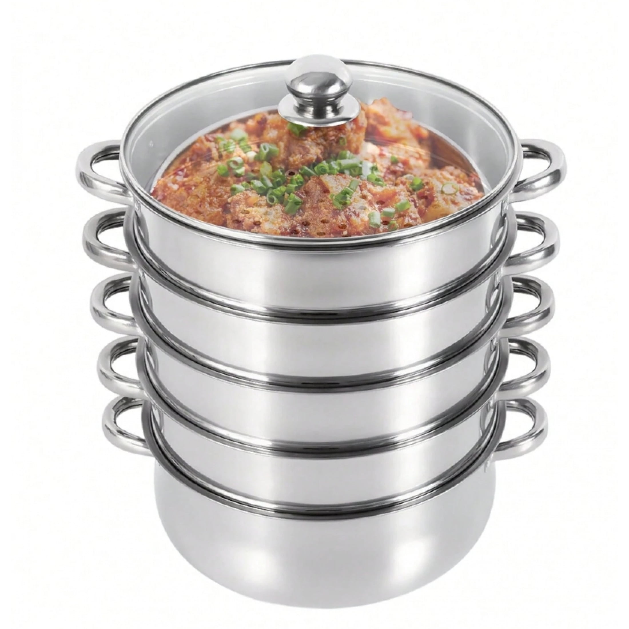 5-Tier Steamer Pot for Cooking, 11.8 Inch Steam Pots with Lid Stainless ...