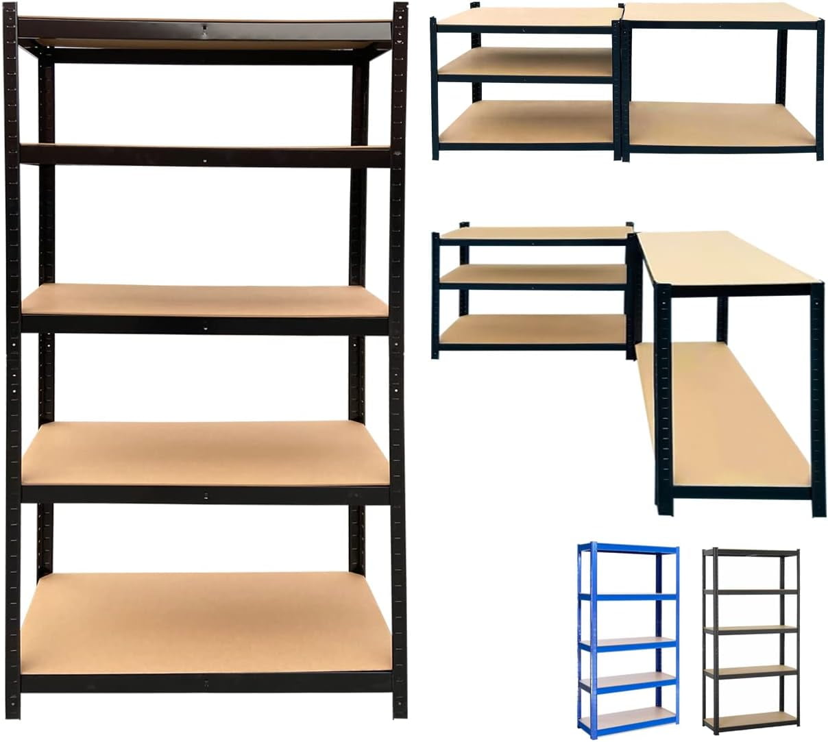 5-Tier Steel Storage Shelves, Heavy Duty Garage Shelf with Adjustable ...