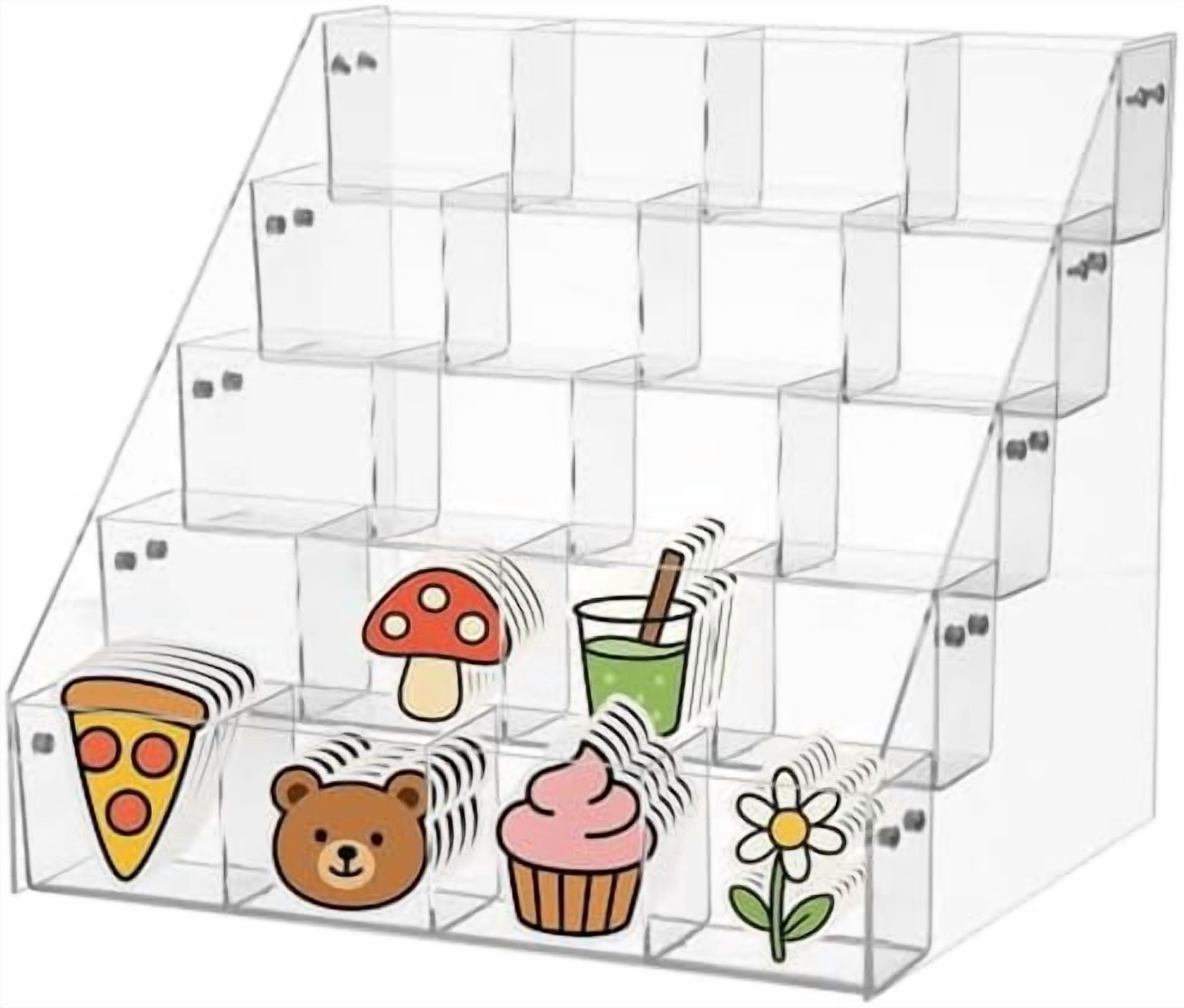 5-Tier Sticker Acrylic Display Stand, Clear Sticker Holder with 20 ...