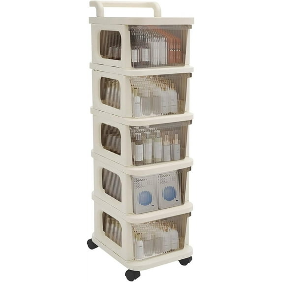 5-Tier Storage Drawer Cart, PP Rolling Storage Organizer Drawers with ...