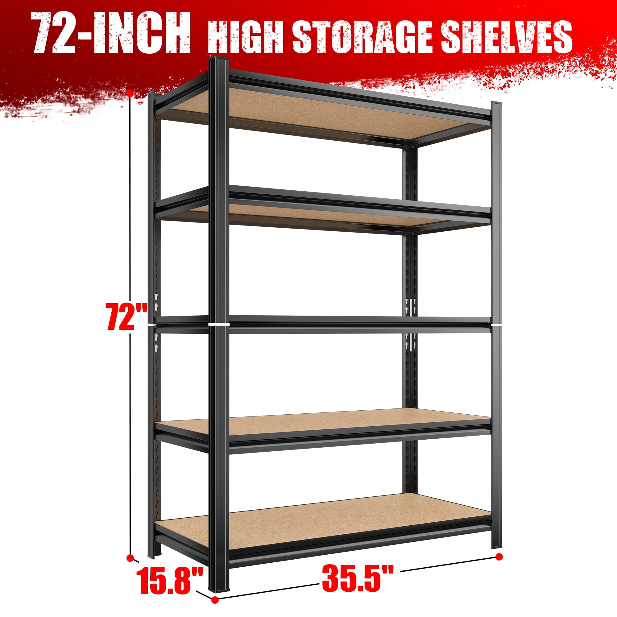 5 Tier Storage Rack, Adjustable Height Shelving, Warehouse Supermarket ...