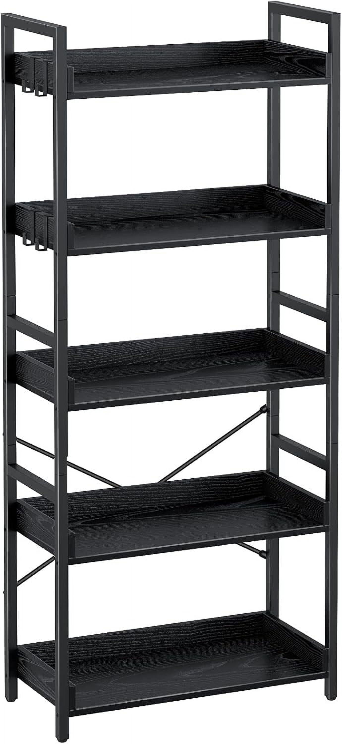 5-Tier Storage Rack, Narrow Corner Bookshelf, Display Wooden Shelves ...