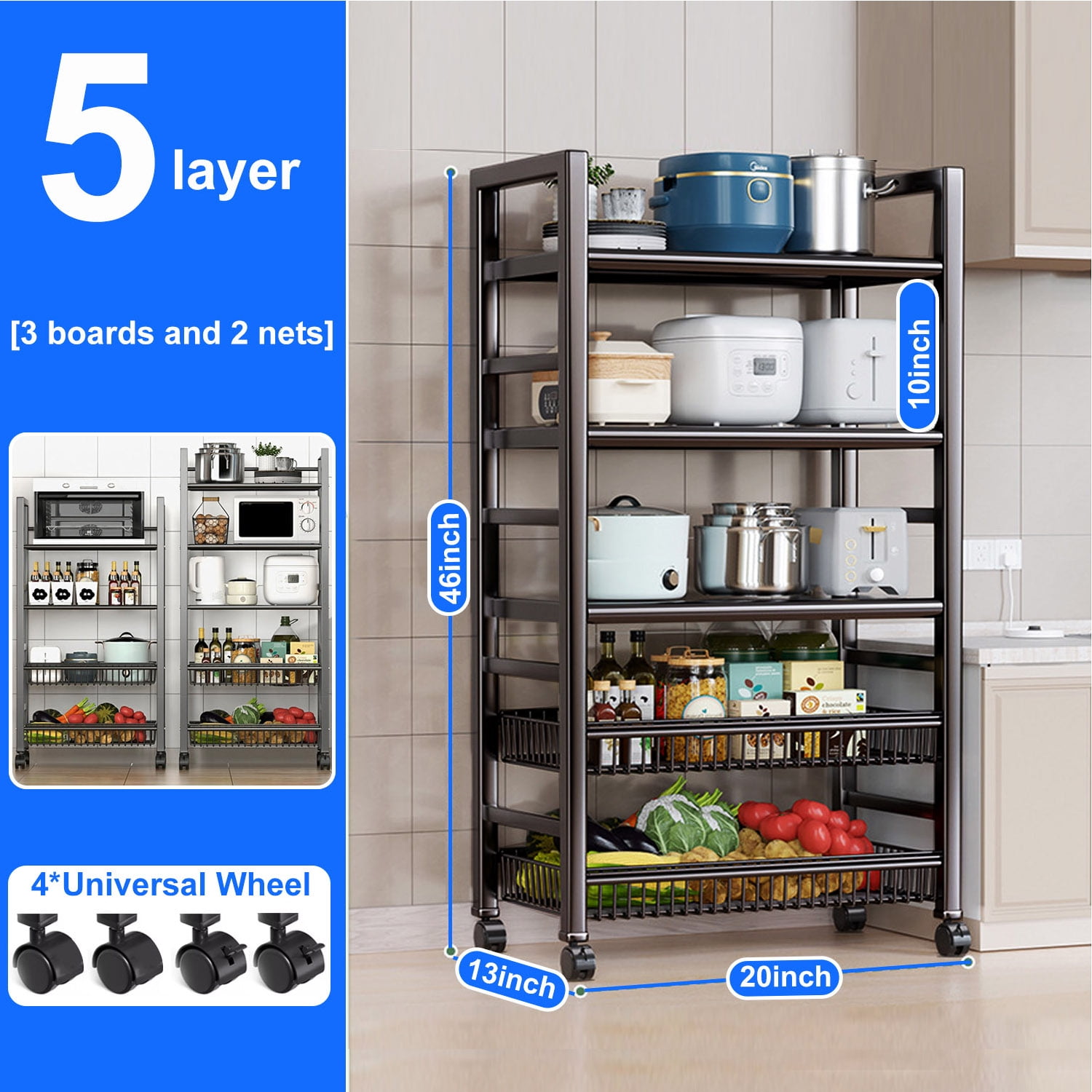 5-Tier Storage Shelf Rack, Heavy Duty Metal Shelf , Storage Shelving ...