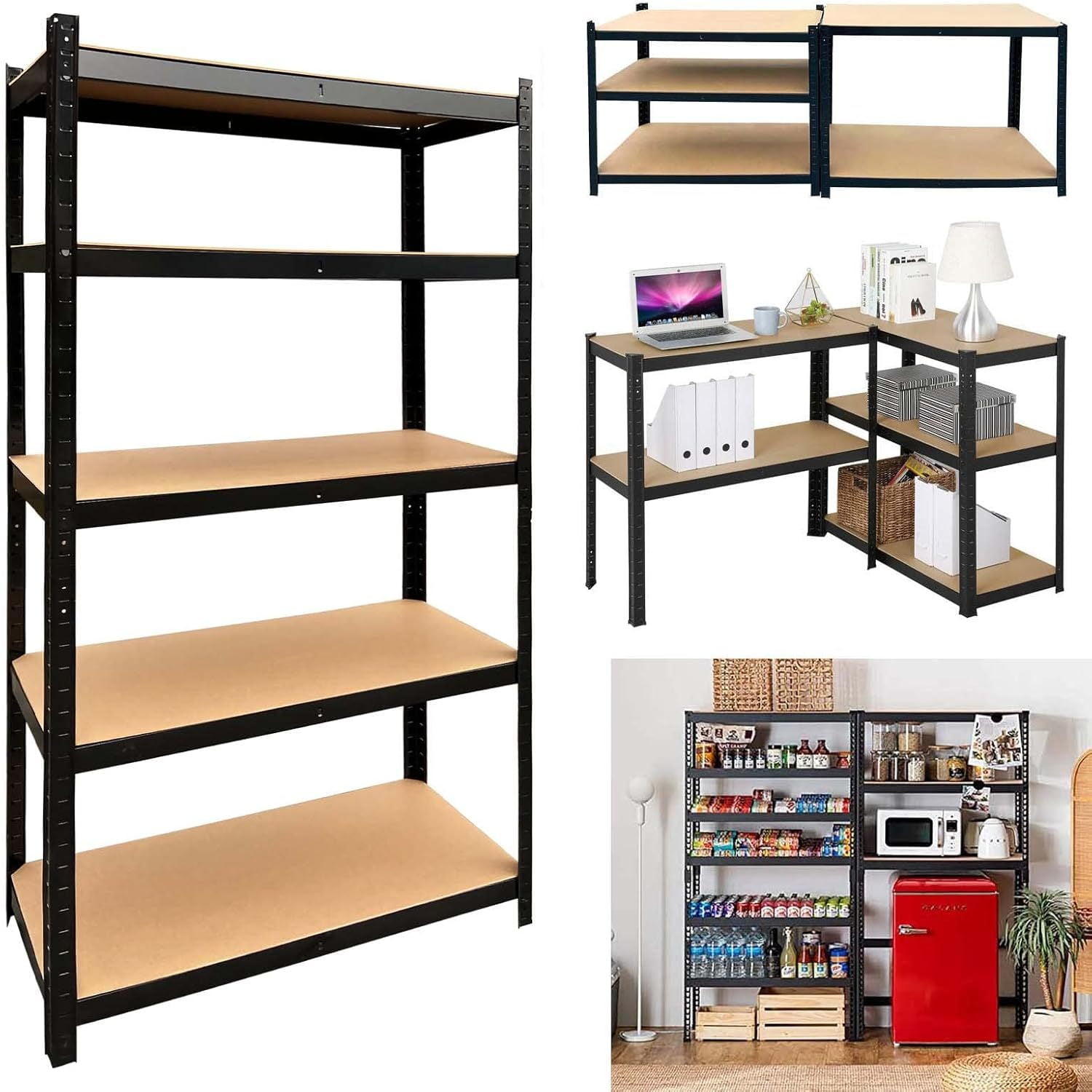 5 Tier Storage Shelve Heavy Duty Metal Shelving Units, Bolt-free ...