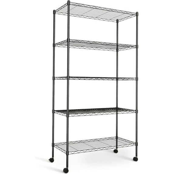 5-Tier Storage Shelves, 29.92" W x 13.78" D x 65 "H Adjustable Heavy ...