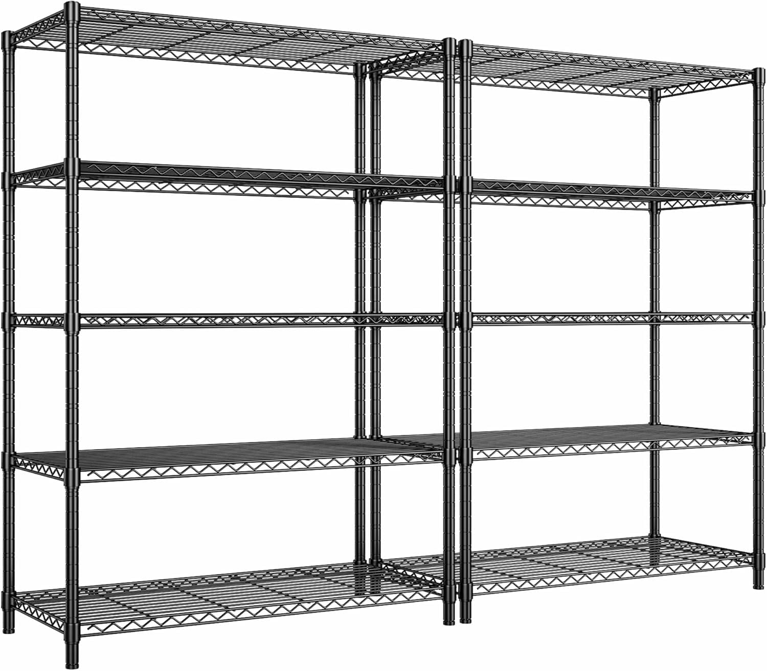 5 Tier Storage Shelves 71"H Wire Shelving Adjustable Metal Shelving ...