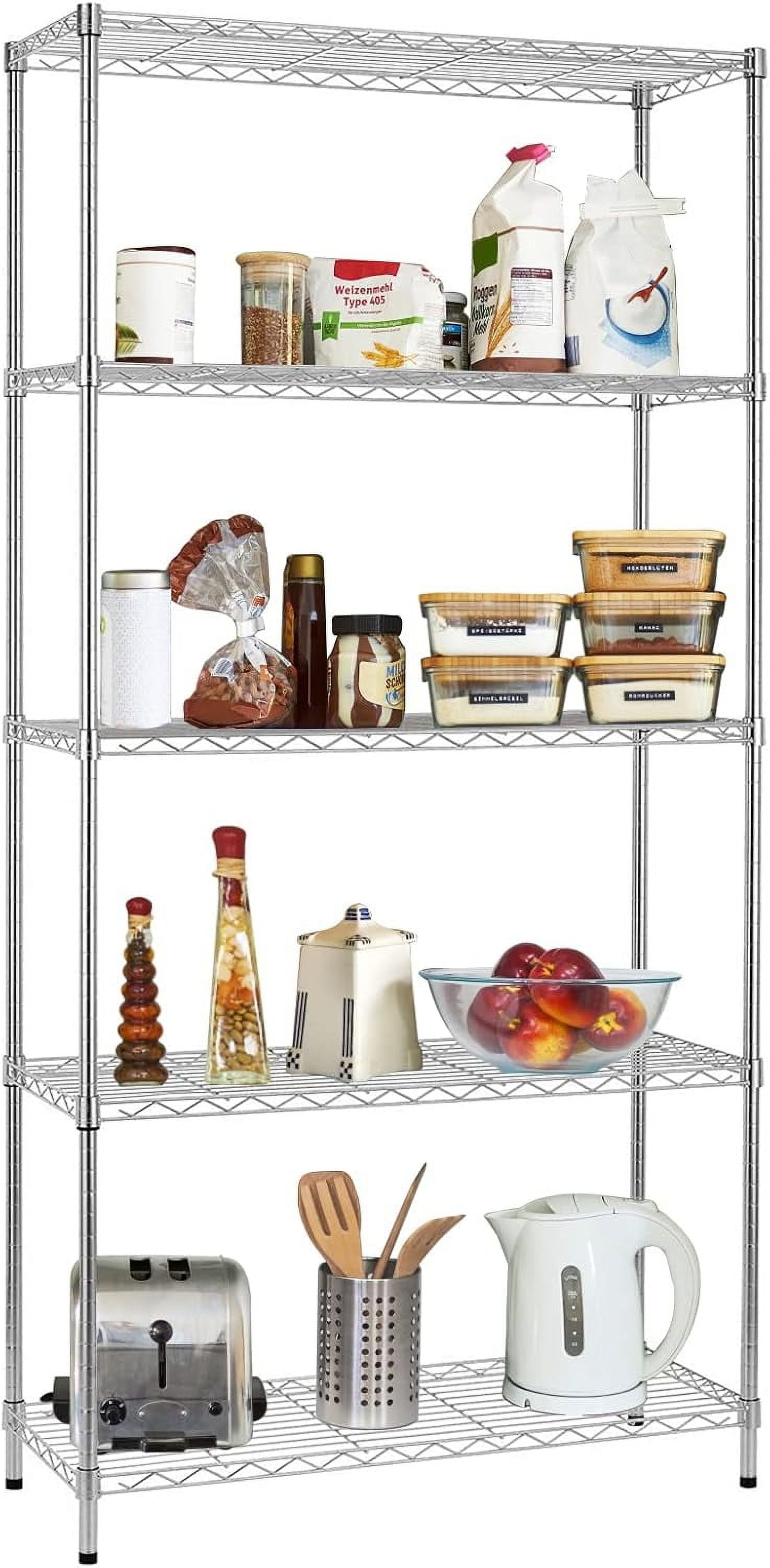 5-Tier Storage Shelves Adjustable Metal Shelf 1200Lbs Capacity NSF Wire ...