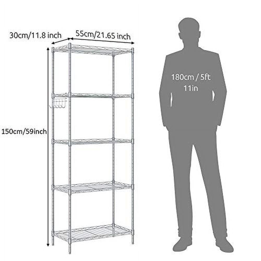 5 Tier Storage Shelves, Adjustable Storage Shelves Heavy Duty Steel ...