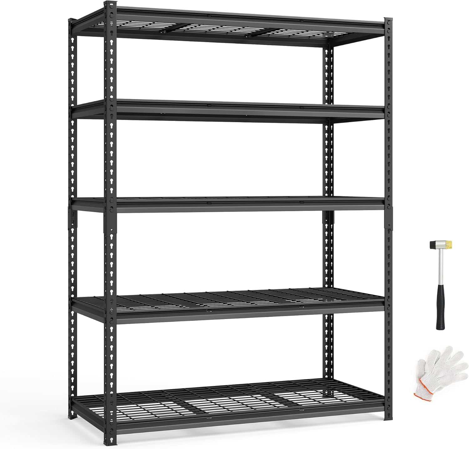 5-Tier Storage Shelves Heavy-Duty Garage Shelving Adjustable Shelving ...