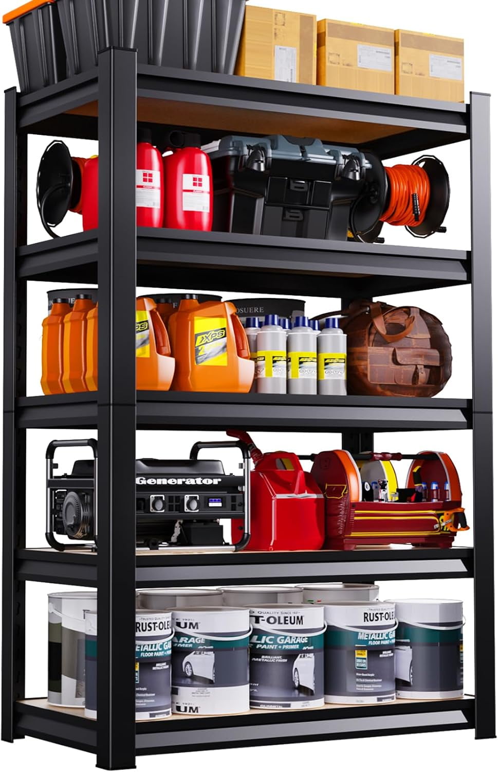 5-Tier Storage Shelves, Heavy Duty Garage Shelving, Quick Assembly ...