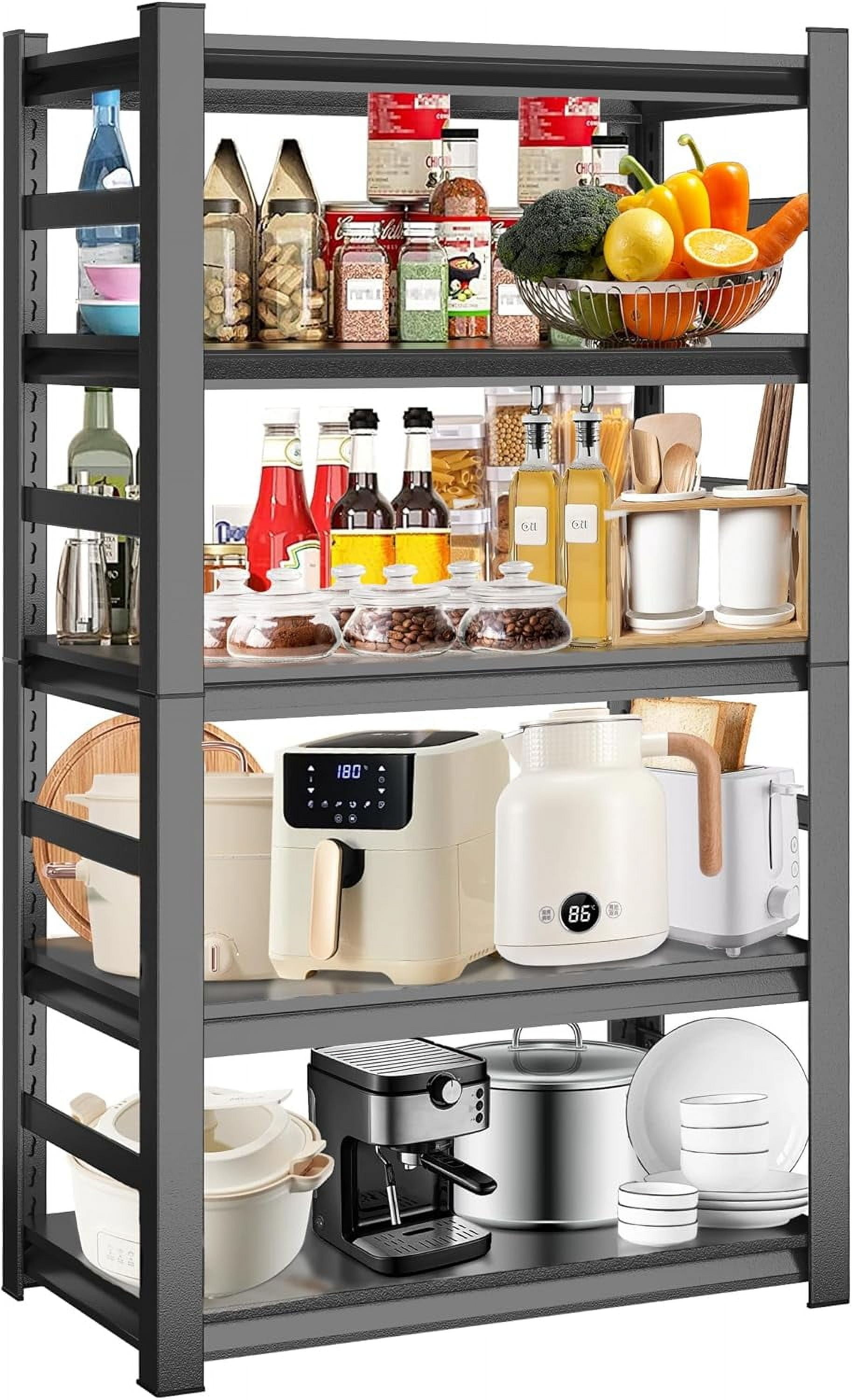 5-Tier Storage Shelves for Kitchen, Metal Stand Rack with Storage ...