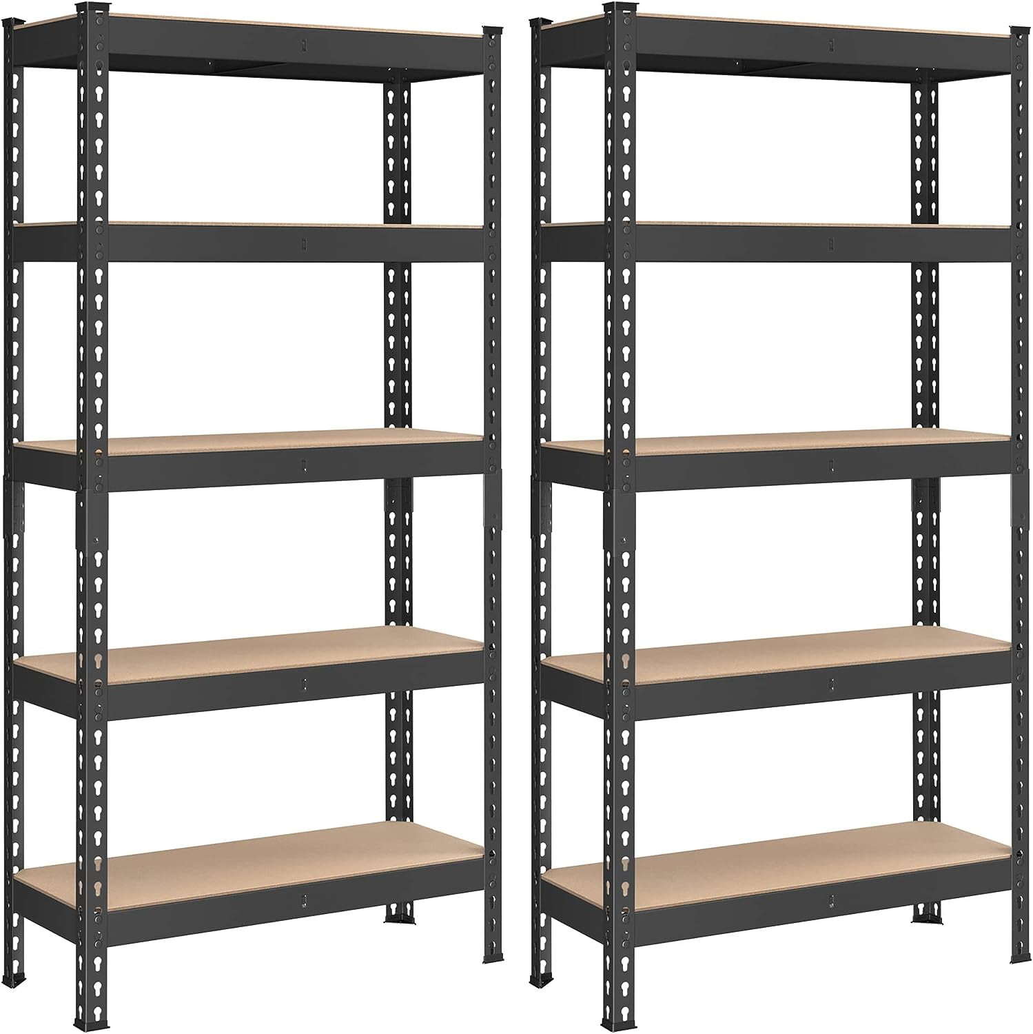 5-Tier Storage Shelves, Load 2310 lb, Set of 2 Garage Storage, Boltless Assembly, Adjustable ...