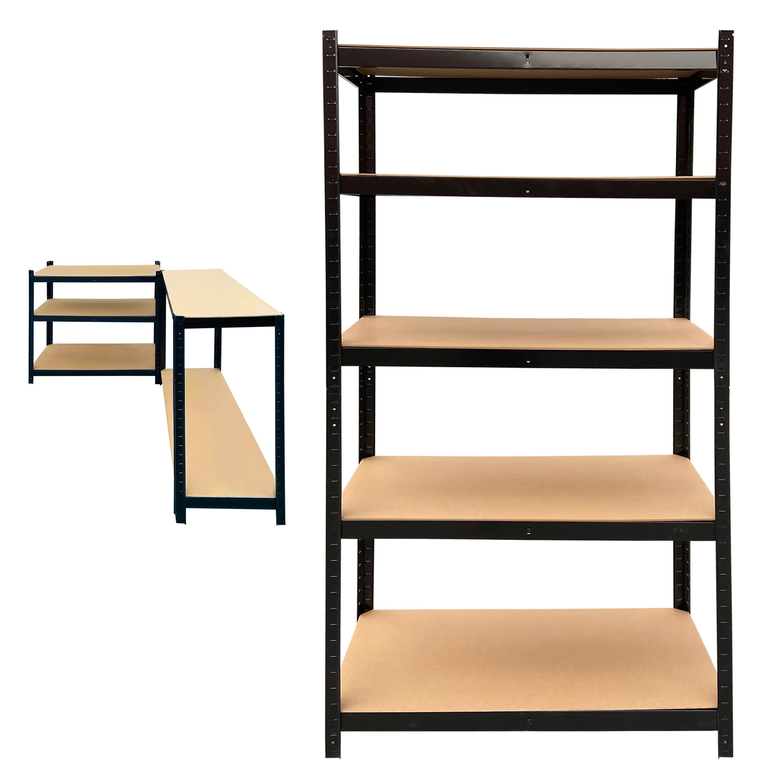 5-Tier Storage Shelves Metal Frame 66in Height Garage Shelving Unit ...