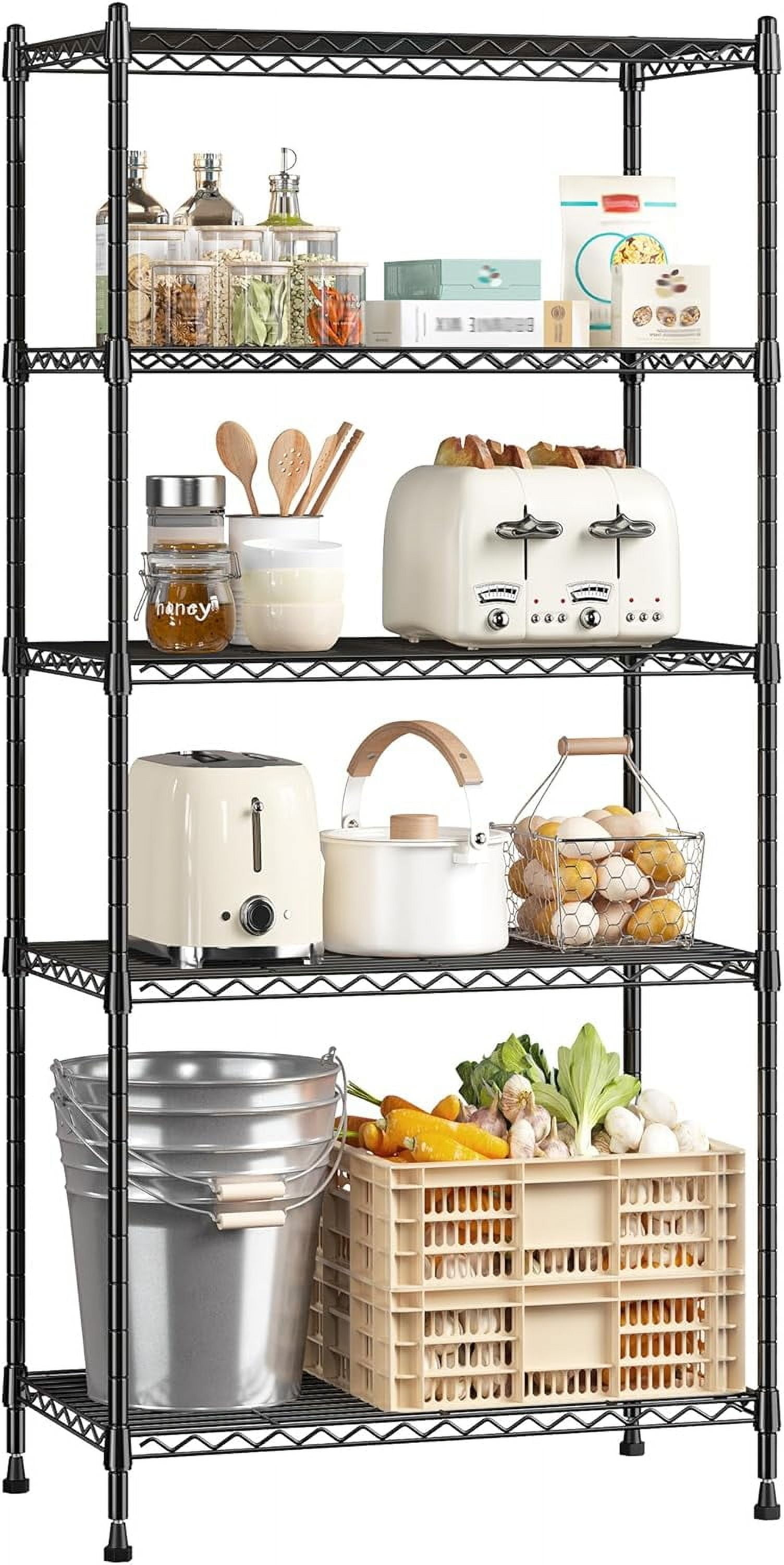 Sycol 5 Tier Storage Shelves, Wire Shelving Unit, Adjustable Metal ...