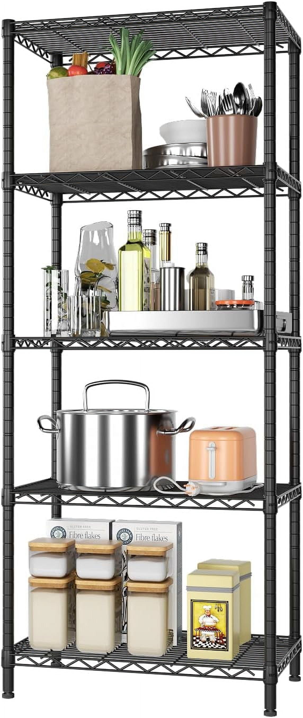 5 Tier Storage Shelves Wire Shelving Unit Shelve Metal Kitchen Laundry ...