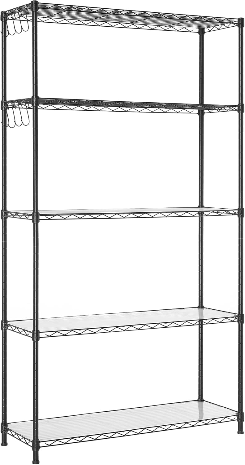 5-Tier Storage Unit, Wire Shelving, Kitchen Metal Rack with Adjustable ...