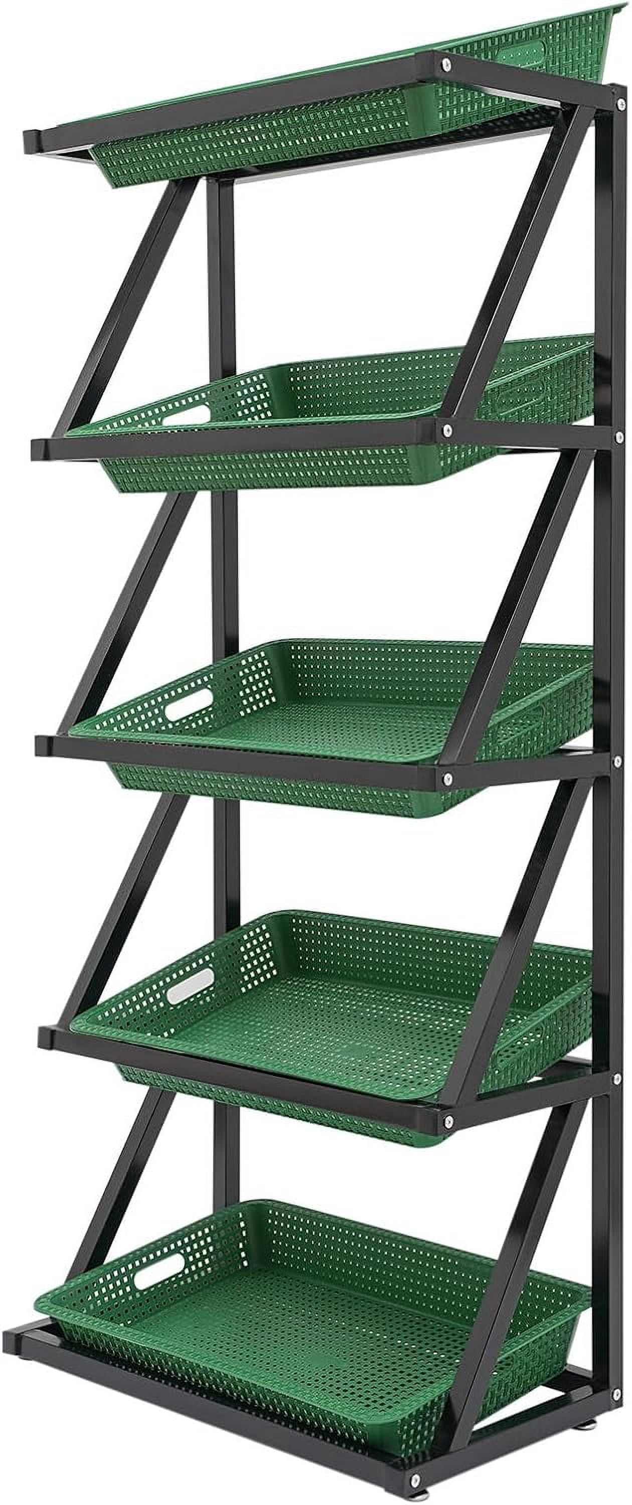 5 Tier Supermarket Fruit Vegetable Shelf Organizer, Retail Display Rack ...