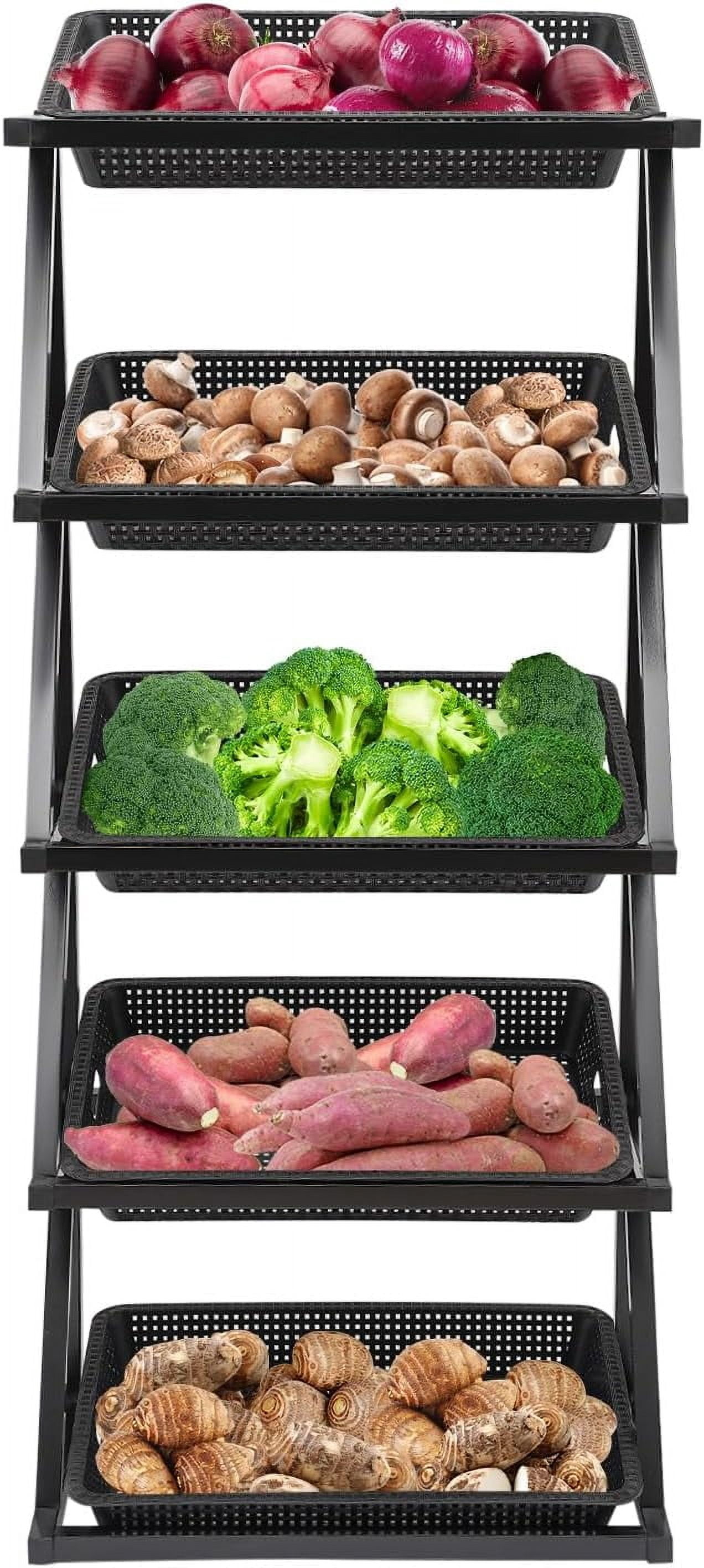5 Tier Supermarket Fruit Vegetable Shelf Organizer, Single Row Retail ...