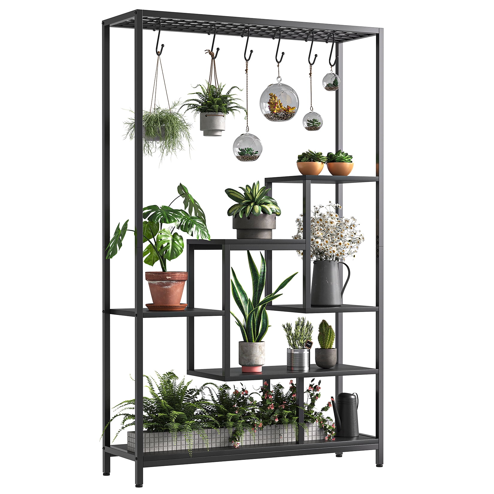 5-Tier Tall Indoor Plant Stand with Hanging Hooks 70.9"Large Metal ...