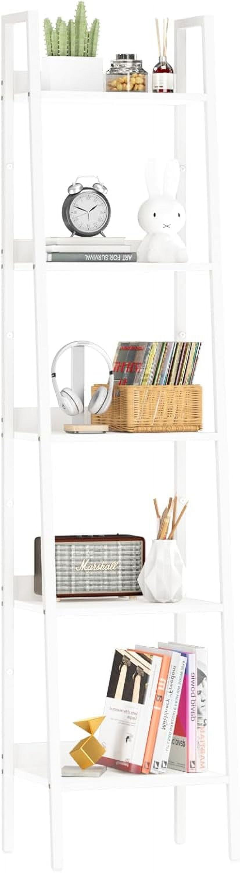 5 Tier Tall Ladder Shelf, Industrial Bookshelf with Narrow Standing ...