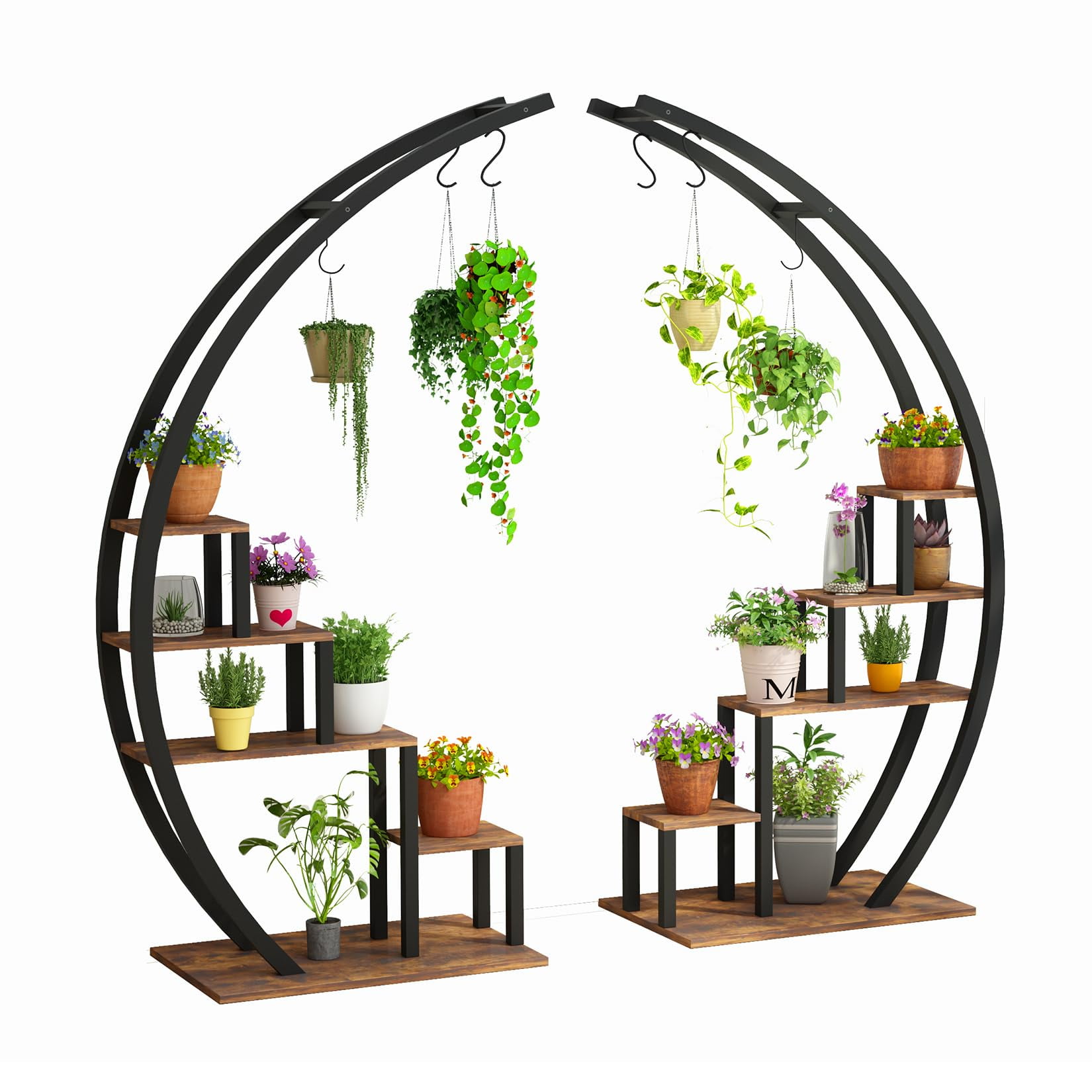 5 Tier Tall Plant Stand Hanging Metal Curved Plant Stand for Indoor ...
