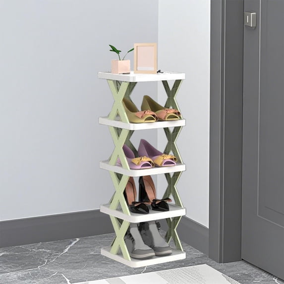 5 Tier Tall Shoe Rack Organizer, Modular Plastic Storage Display Shelf ...