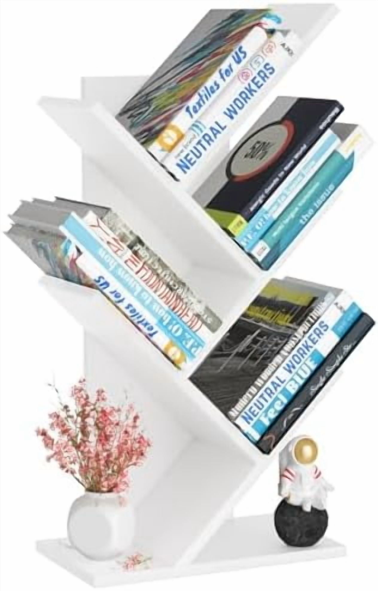 5 Tier Tree Book Shelf, Small Desktop Bookshelf with Storage Organizer ...