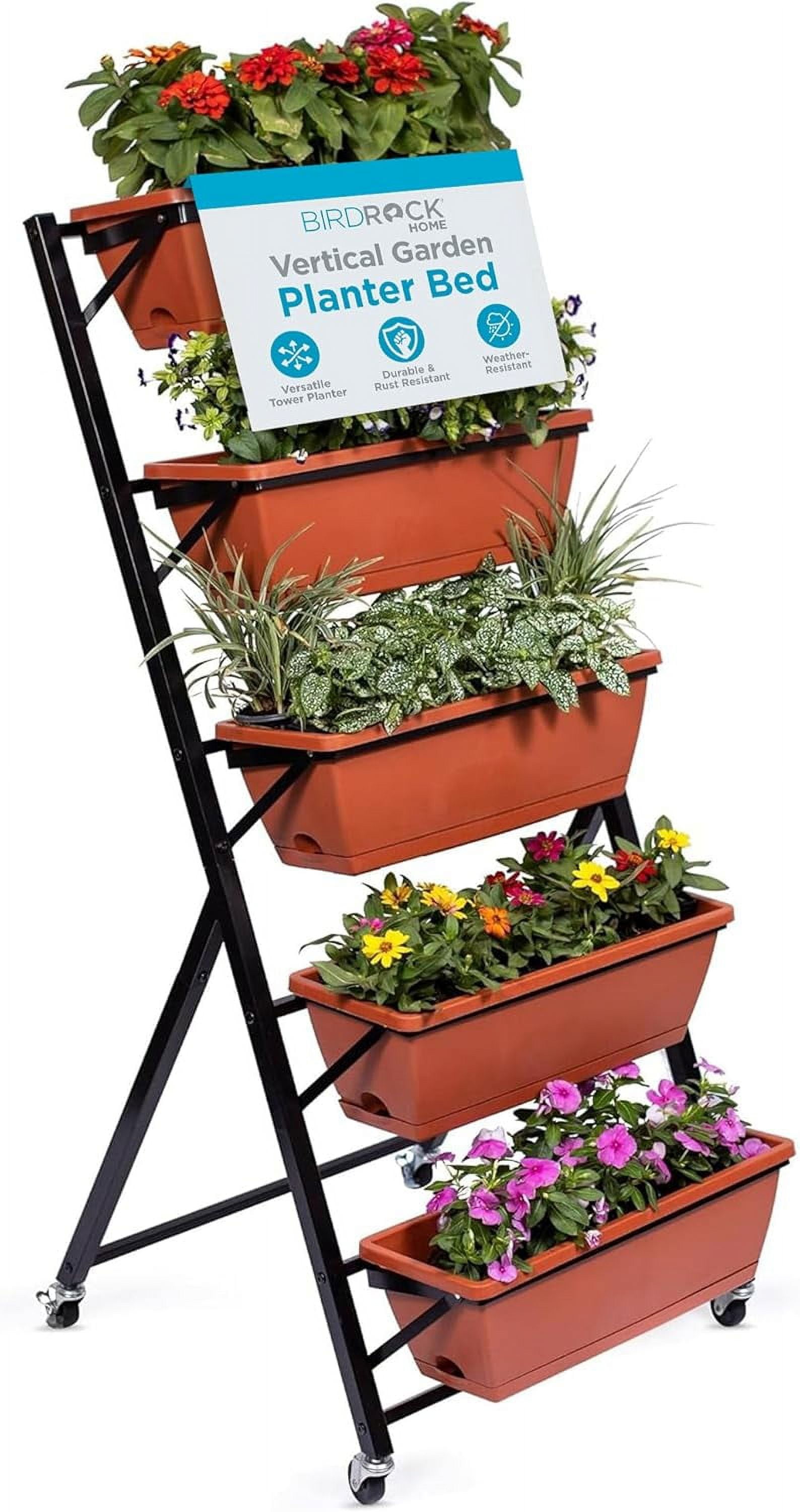 5-Tier Vertical Garden Planter Bed | Raised Flower Stand | Rolling ...
