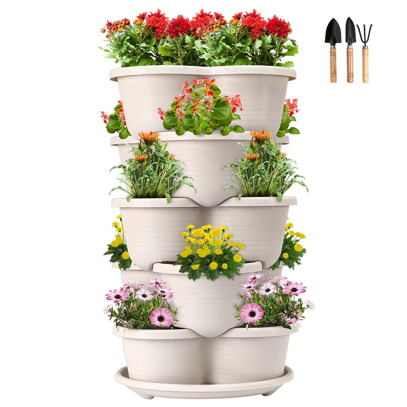 5 Tier Vertical Gardening Stackable Planter For Strawberries, Flowers ...