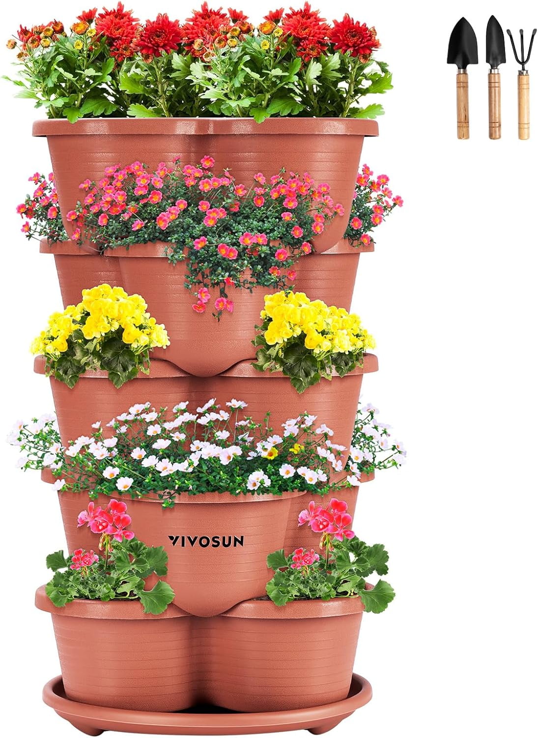 5 Tier Vertical Gardening Stackable Planter for Strawberries, Flowers ...