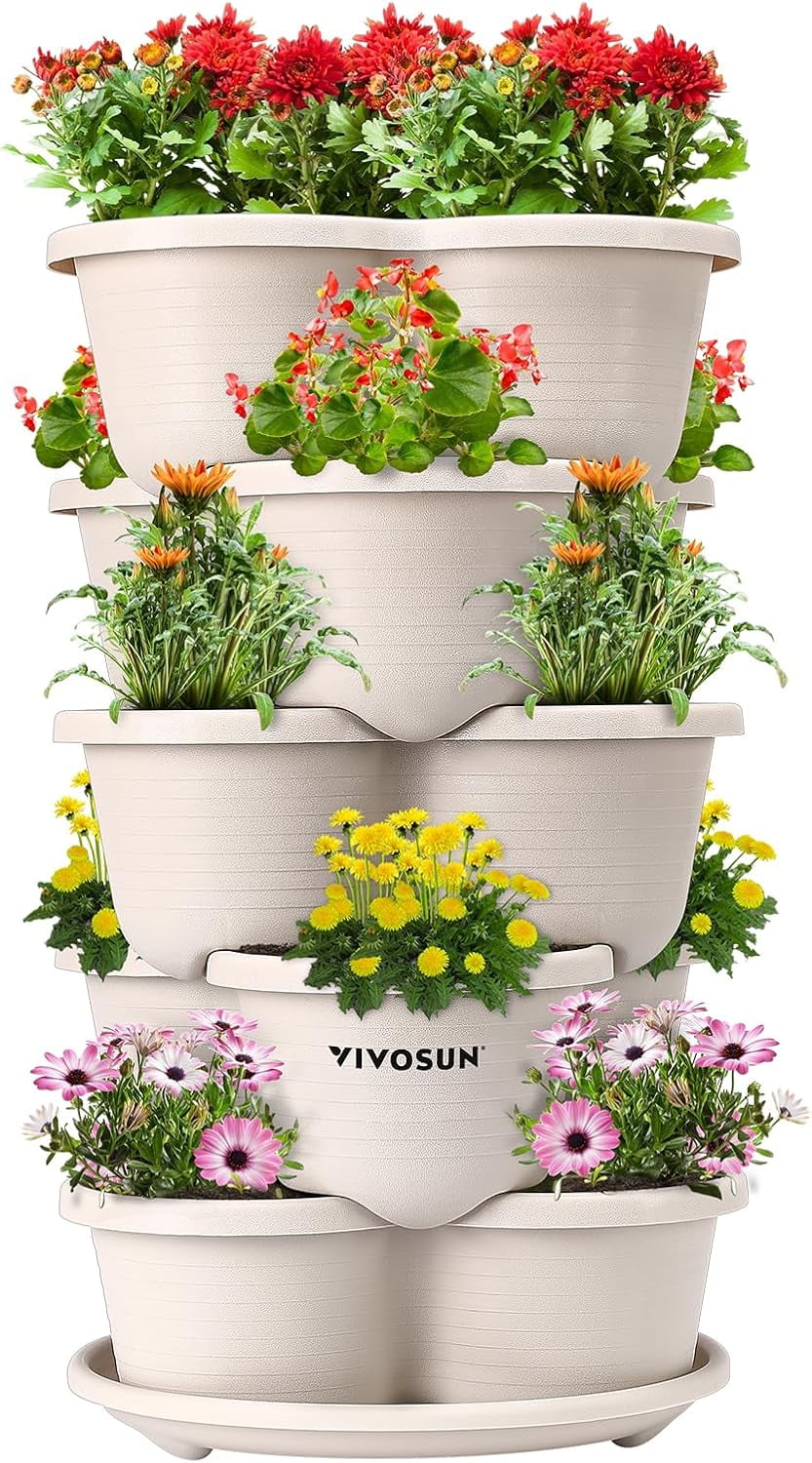 5 Tier Vertical Gardening Stackable Planter for Strawberries, Flowers ...