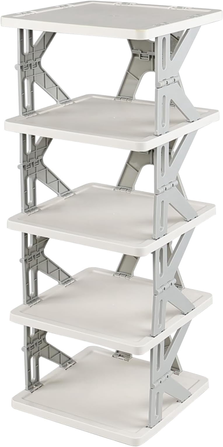 5 Tier Vertical Narrow Shoe Storage Organizer for Saving Space, Gray ...