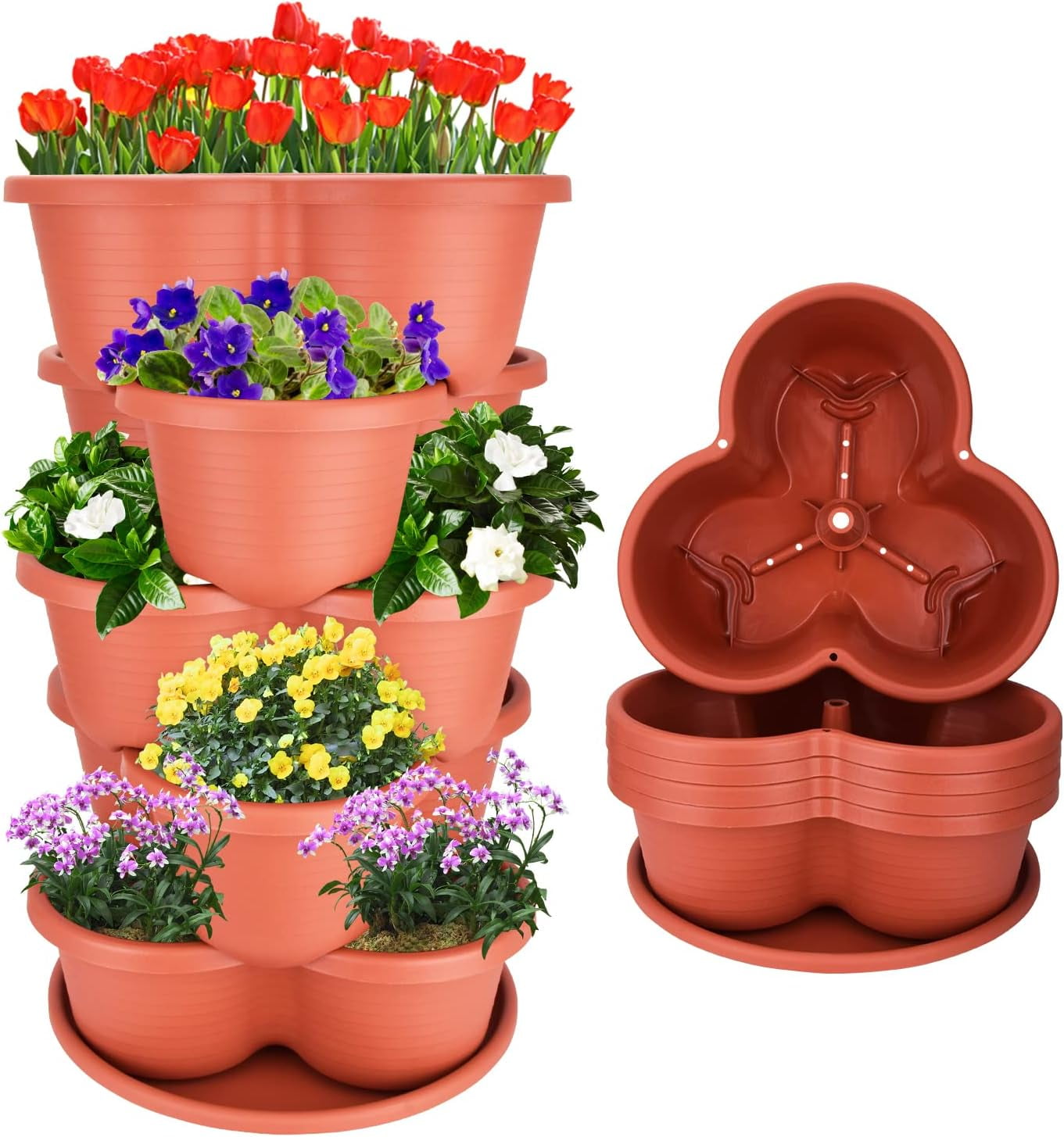 5 Tier Vertical Planters Stackable Gardening Planter for Strawberries ...