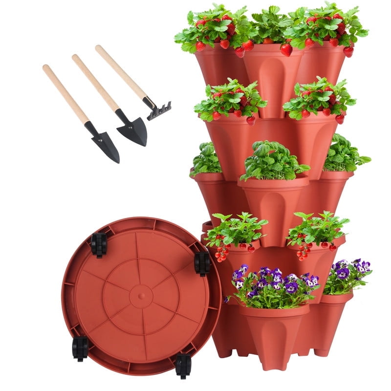 5-Tier Vertical Stackable Tower Planter for Strawberries, Flowers ...