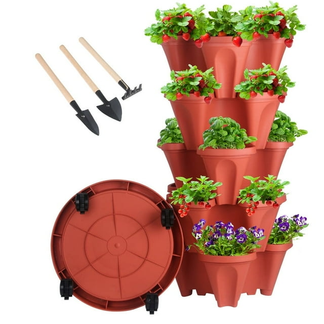 5-Tier Vertical Stackable Tower Planter for Strawberries, Flowers ...