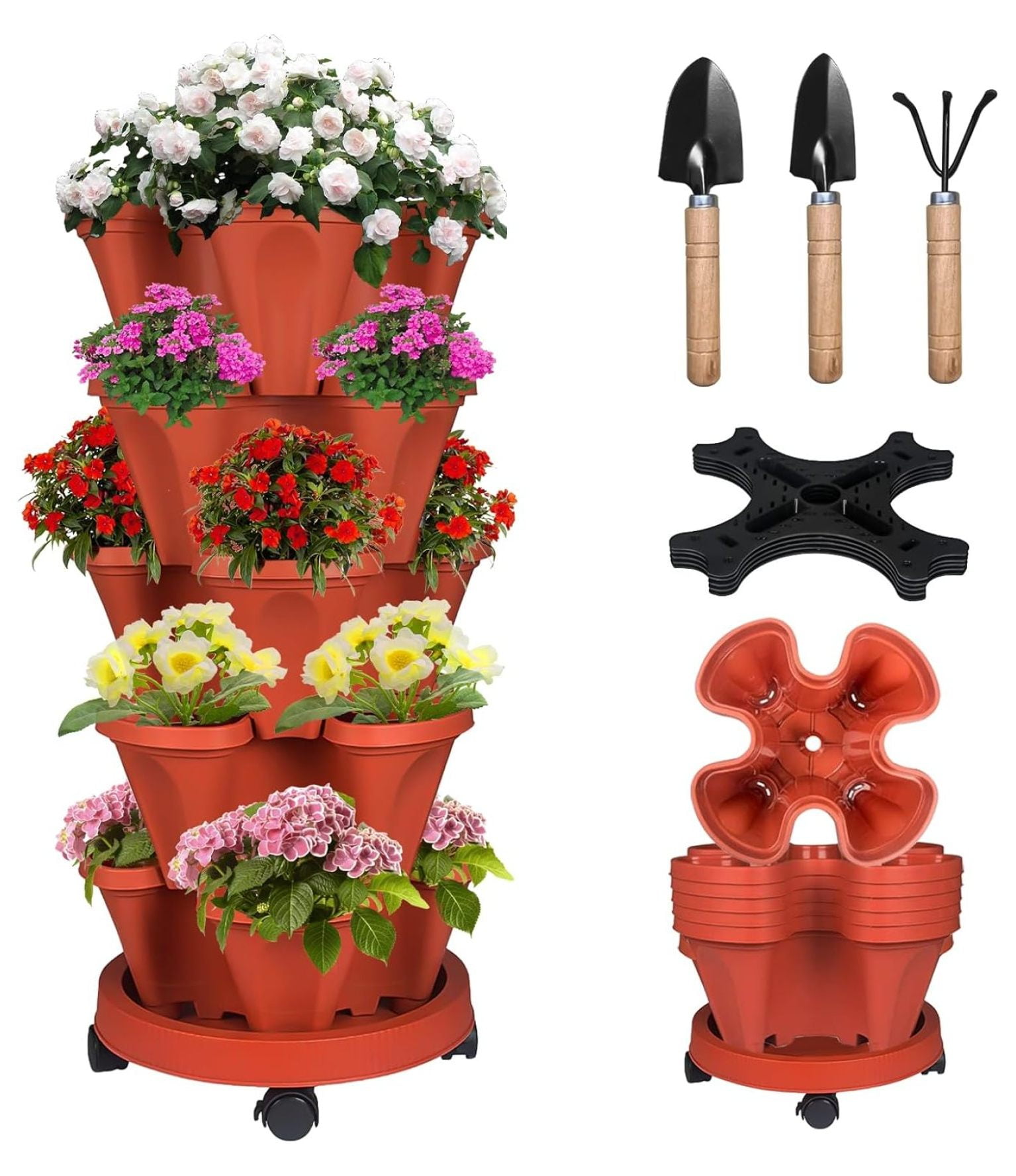 5 Tier Vertical Strawberry Planter-Tower Stackable Planter Stacking ...