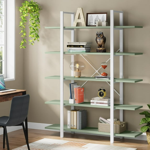 5-Tier Vintage Industrial Bookcase - 72 Inch Tall Open Storage Shelving ...