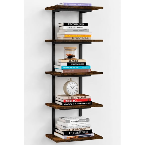 5 Tier Wall Bookshelf Unit for Bedroom Books, Large Floating Book ...
