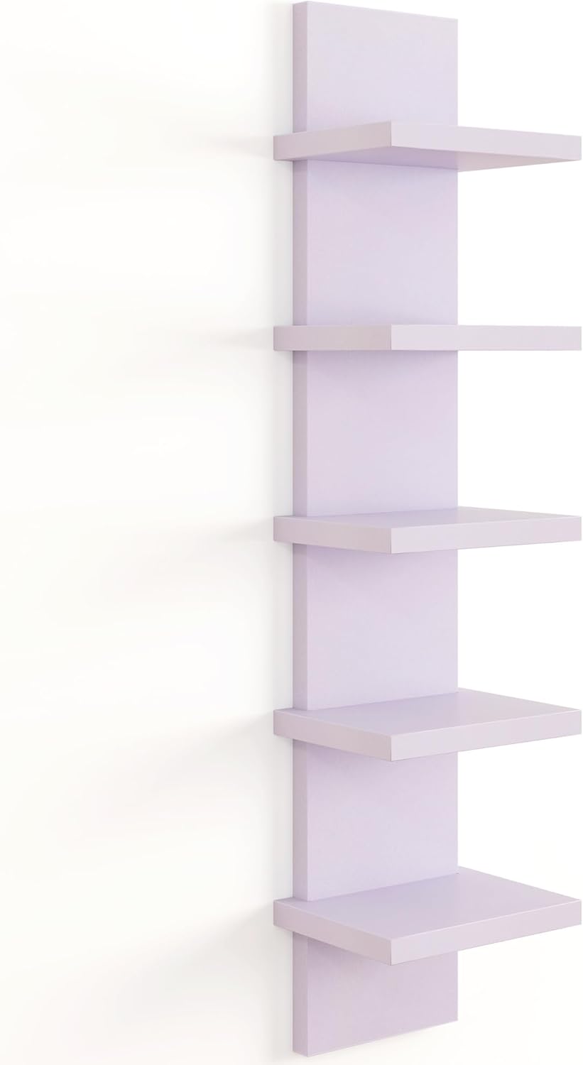 5 Tier Wall Shelf Unit, Decorative Wall Mount Vertical Shelving ...