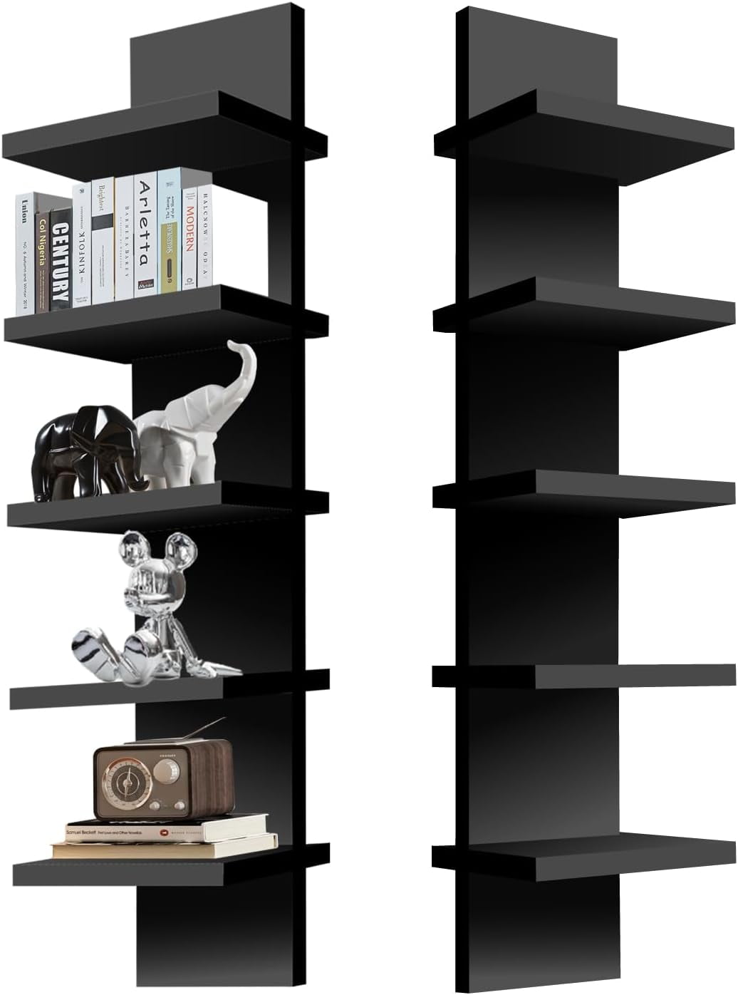 5 Tier Wall Shelf Unit, Decorative Wall Mount Vertical Shelving, Smooth ...