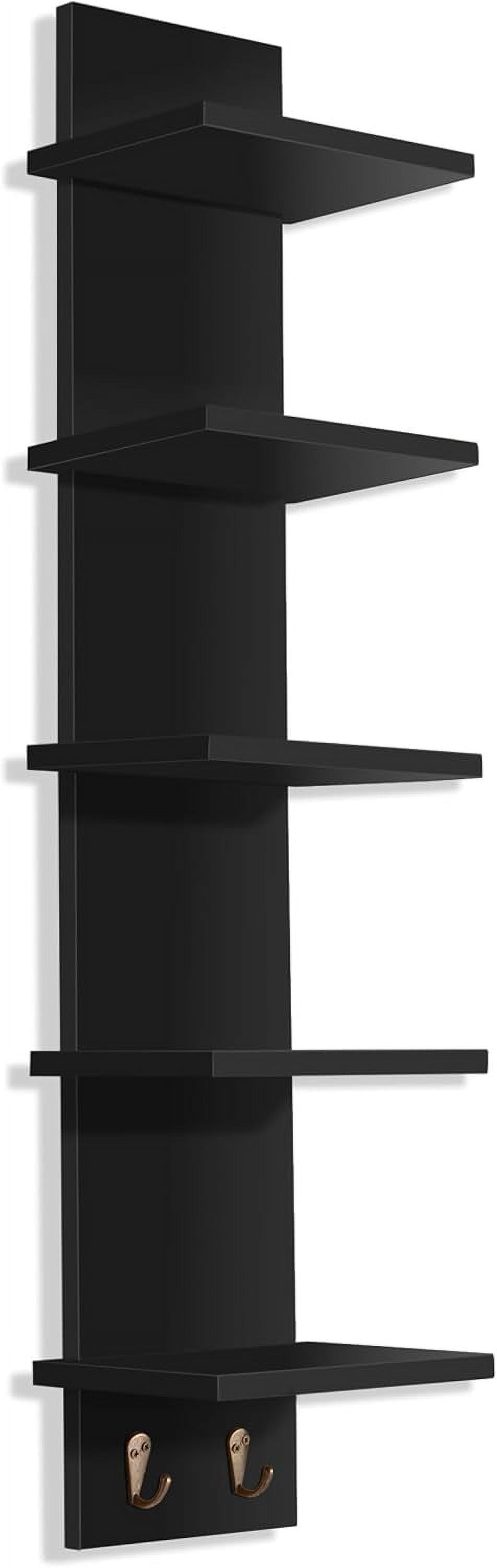 5 Tier Wall Shelf Unit with Hooks, Vertical Column Utility Shelving for ...