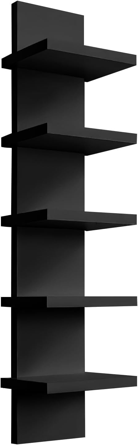 5 Tier Wall Shelf Unit - Narrow Smooth Laminate Finish - Vertical ...