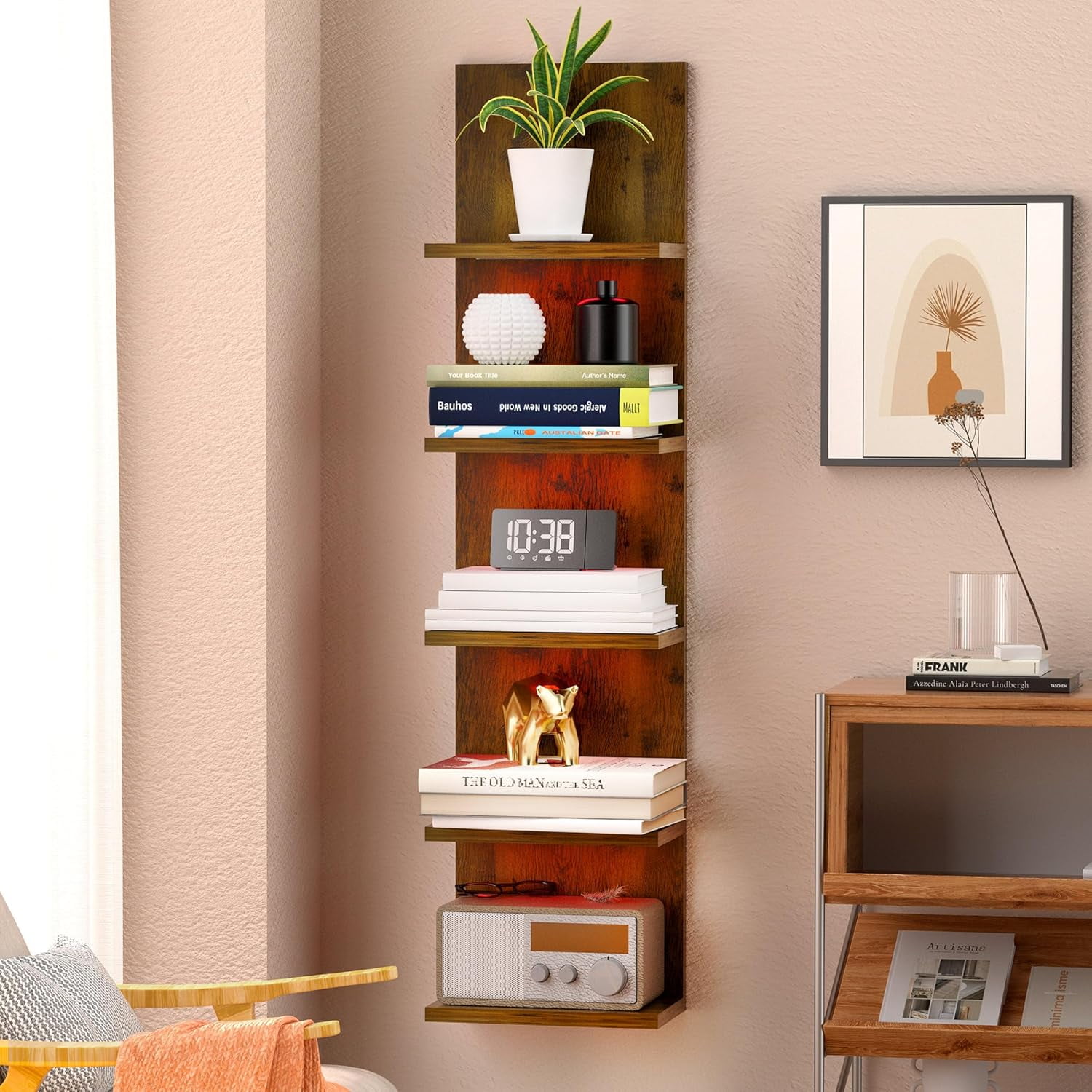 5-Tier Wall Shelf Unit with RGB Light, Floating Lack Shelf for Wall ...