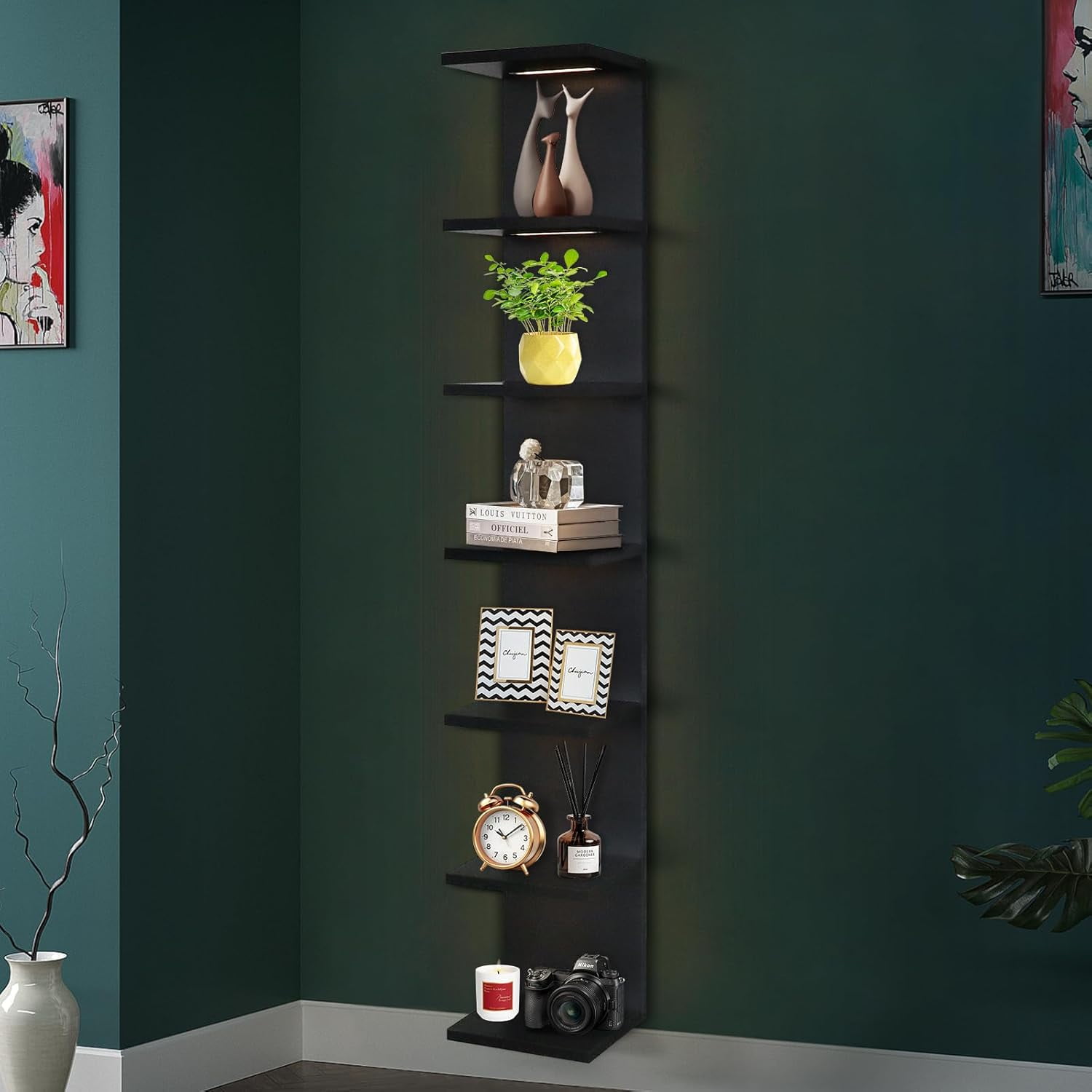 5-Tier Wall Shelf Unit with RGB Light, Floating Lack Shelf for Wall ...