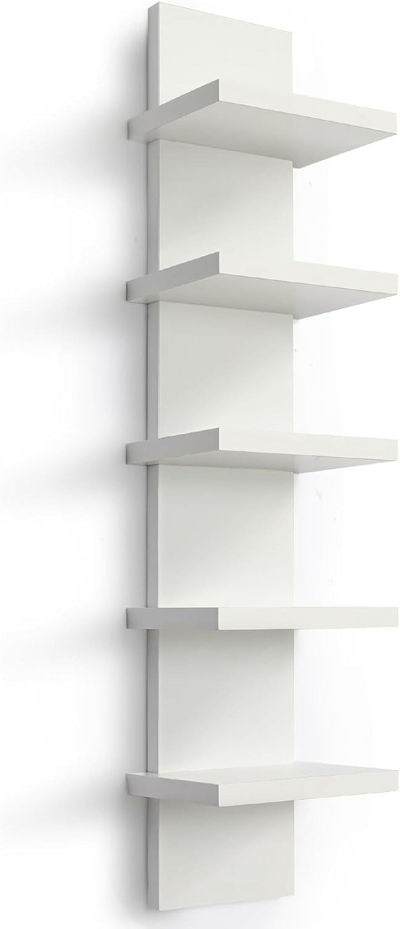 5 Tier Wall Shelf Unit,White Vertical Floating Shelf-Narrow Decorative ...