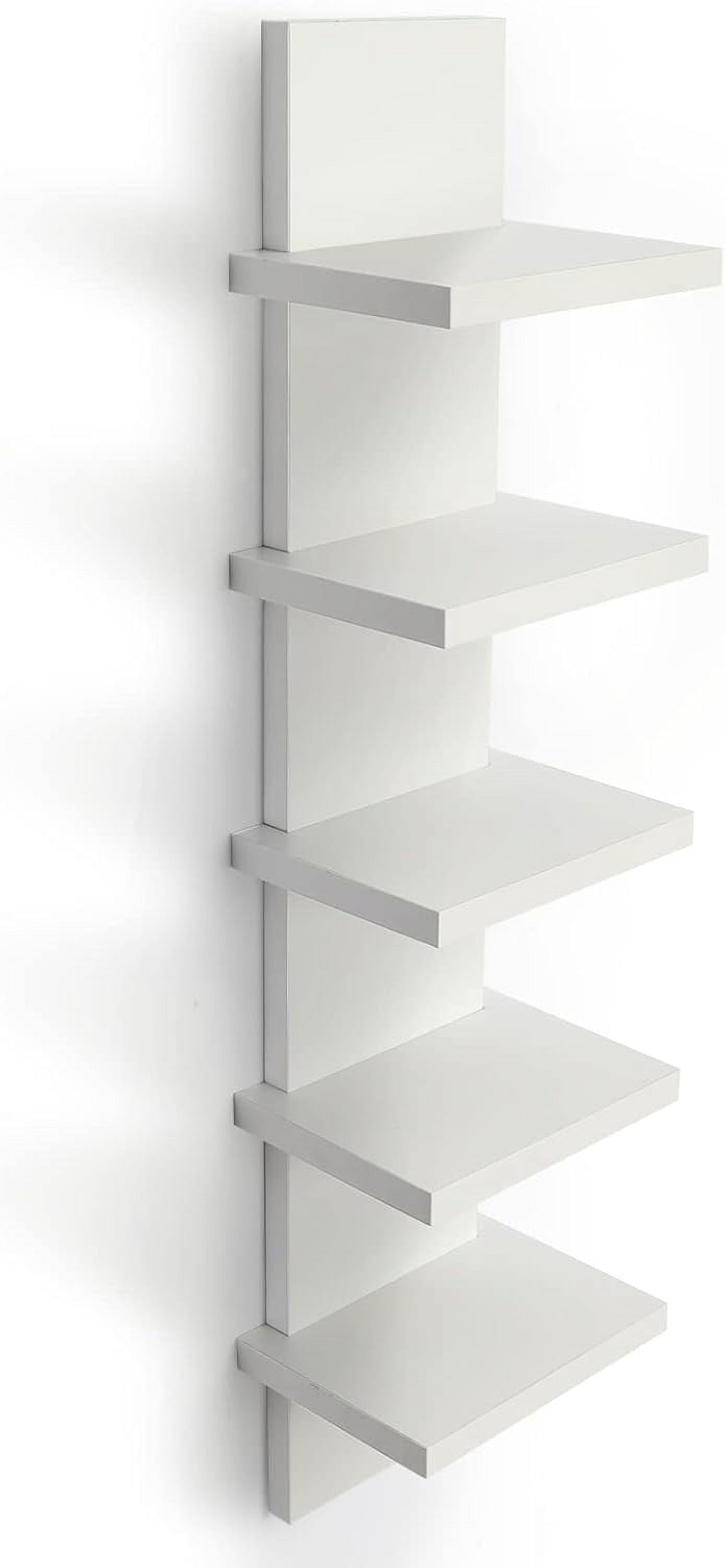 5 Tier Wall Shelves White, Vertical Column Shelf Floating Storage Home ...